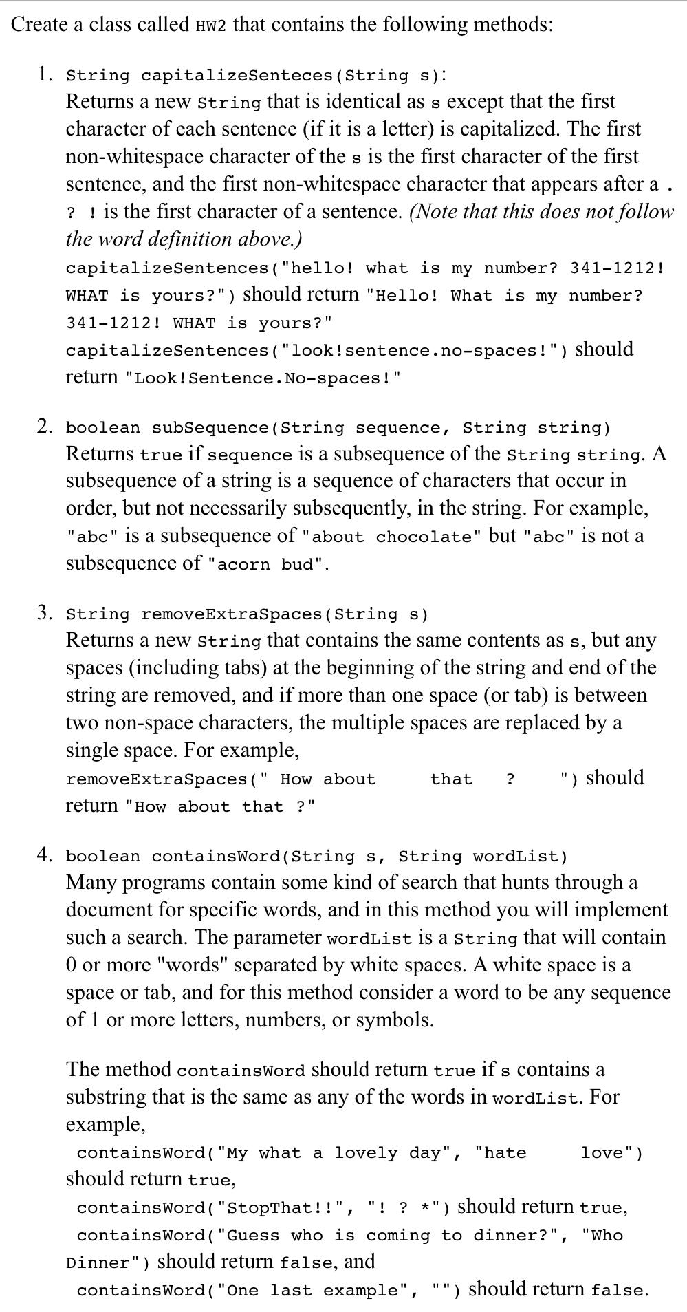 uidelines for the program: - All methods listed below | Chegg.com