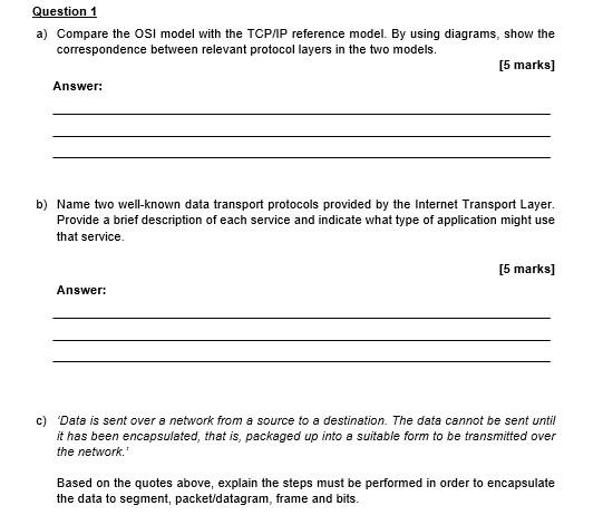Solved a) Compare the OSI model with the TCP/P reference | Chegg.com