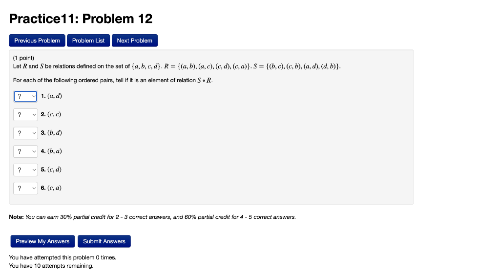 Solved (1 point) Let R and S be relations defined on the set | Chegg.com