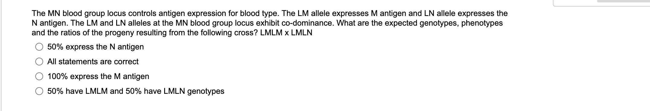 Solved The MN blood group locus controls antigen expression | Chegg.com