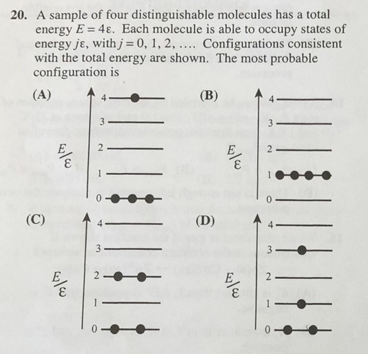 Solved 20. A sample of four distinguishable molecules has a | Chegg.com