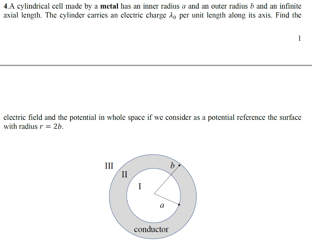 Solved 4. A cylindrical cell made by a metal has an inner | Chegg.com