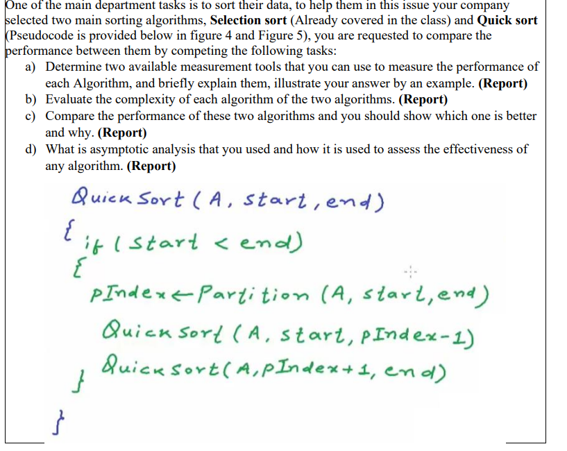 Solved One of the main department tasks is to sort their | Chegg.com