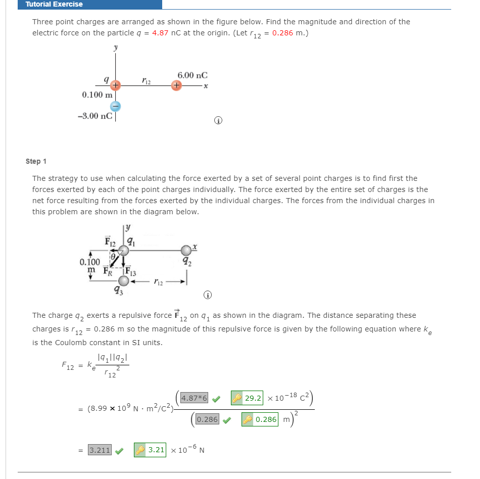 Solved Tutorial Exercise Three point charges are arranged as | Chegg.com