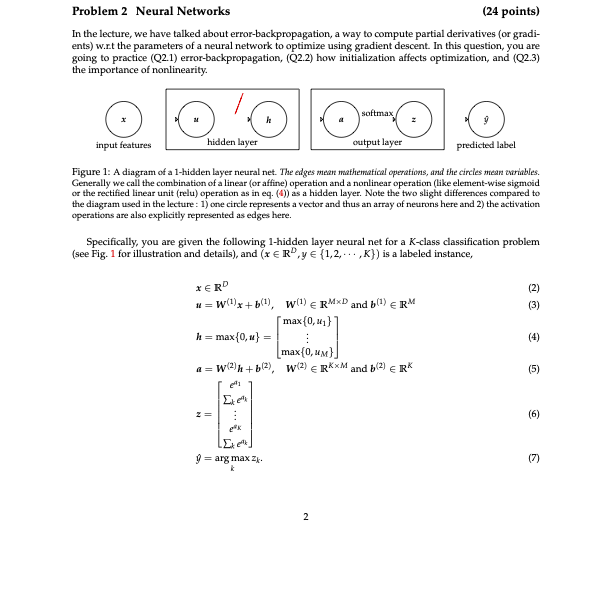 Solved Problem 2 Neural Networks (24 points) In the lecture, | Chegg.com