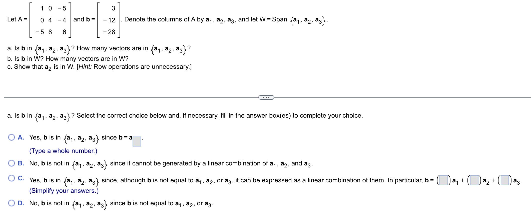 Solved Let A=⎣⎡10−5048−5−46⎦⎤ and b=⎣⎡3−12−28⎦⎤. Denote the | Chegg.com