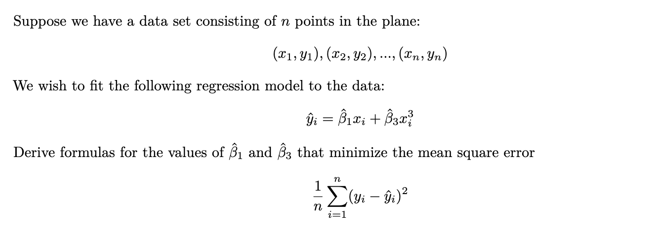 Solved Please solve for beta 1 and beta 3 using linear | Chegg.com
