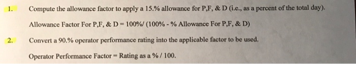 Solved Compute the allowance factor to apply a 15% allowance | Chegg.com