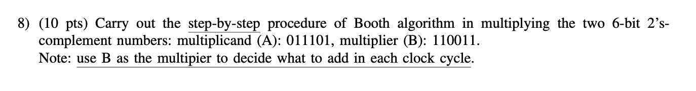 Solved 8) (10 pts) Carry out the step-by-step procedure of | Chegg.com