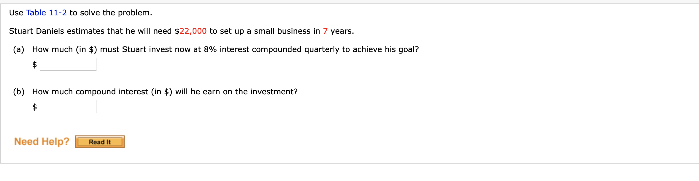 Solved Use Table 11-2 to solve the problem. Stuart Daniels | Chegg.com