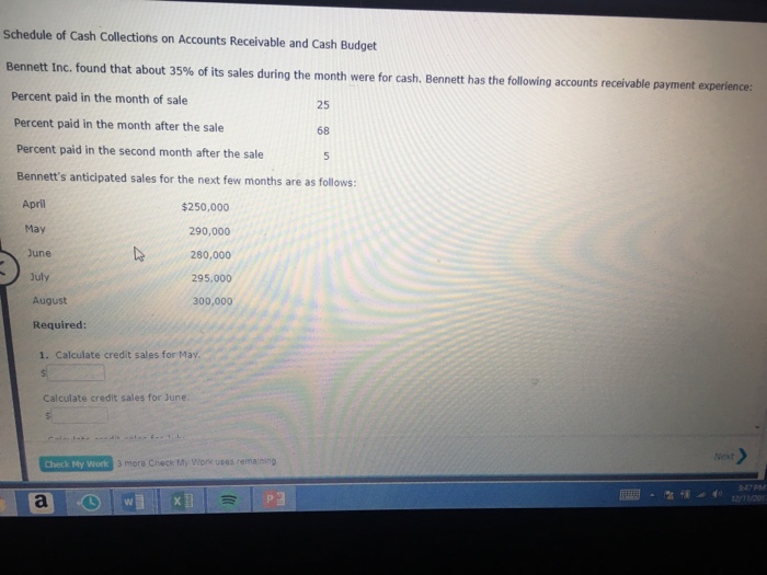 Solved Schedule of Cash Collections on Accounts Receivable | Chegg.com