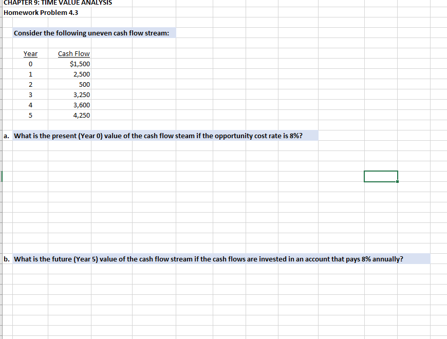 Solved CHAPTER 9: TIME VALUE ANALYSIS Homework Problem 4.3 | Chegg.com