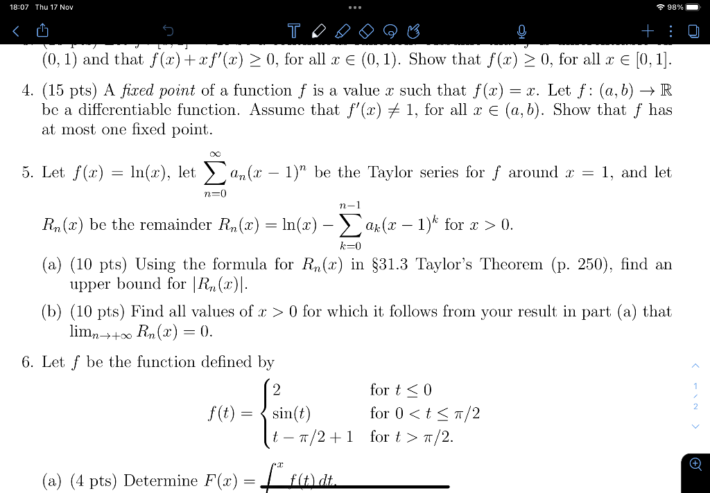 (0,1) and that f(x)+xf′(x)≥0, for all x∈(0,1). Show | Chegg.com