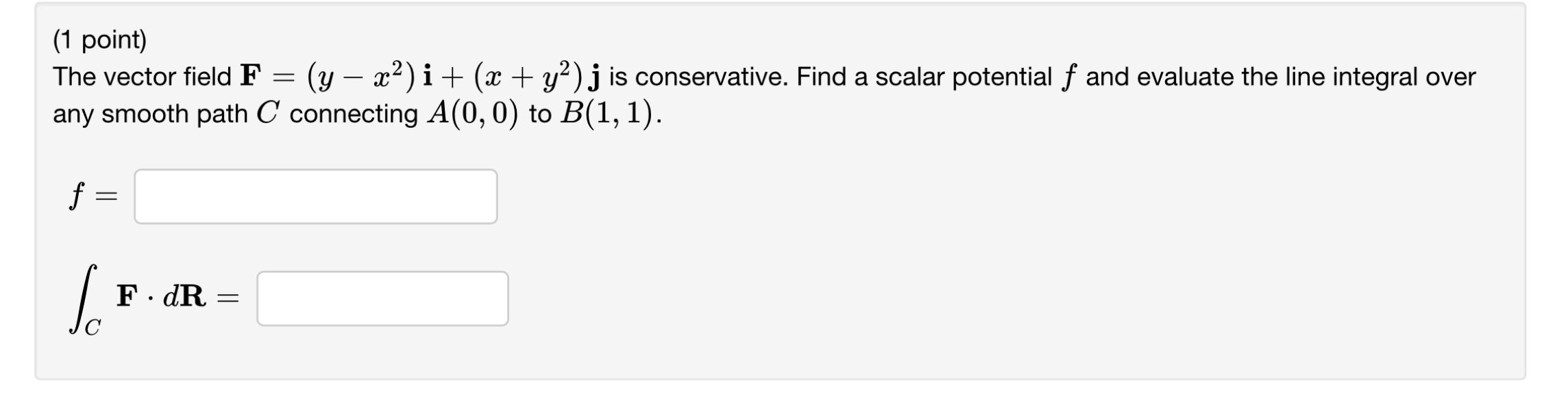 Solved 1 Point The Vector Field Fy−x2ixy2j Is 