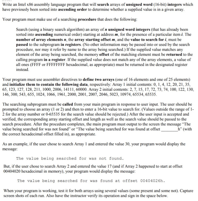 Solved Write an Intel x86 assembly language program that | Chegg.com