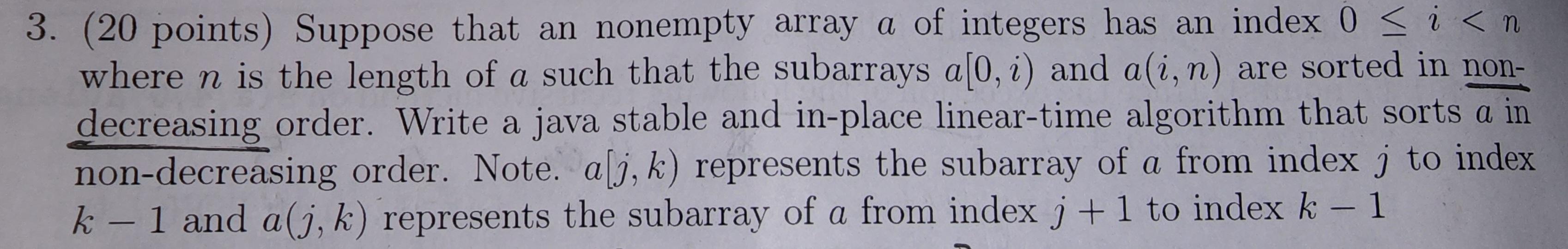 Solved 3 20 Points Suppose That An Nonempty Array A Of 