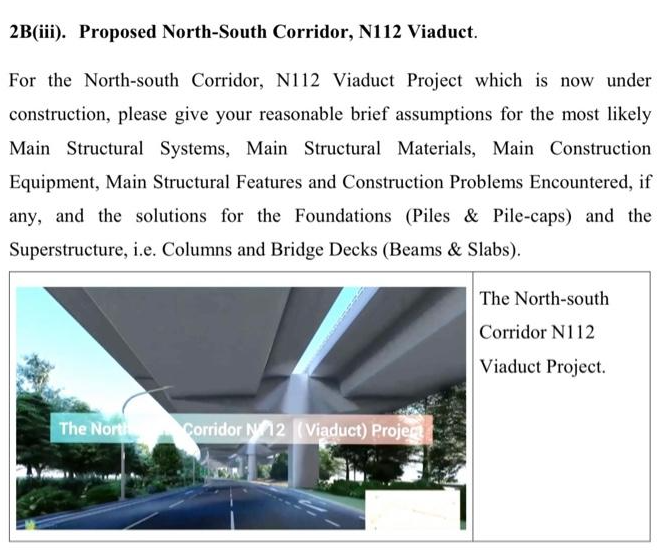Solved 2B(iii). Proposed North-South Corridor, N112 Viaduct. | Chegg.com