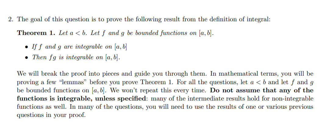 Solved 2. The goal of this question is to prove the | Chegg.com