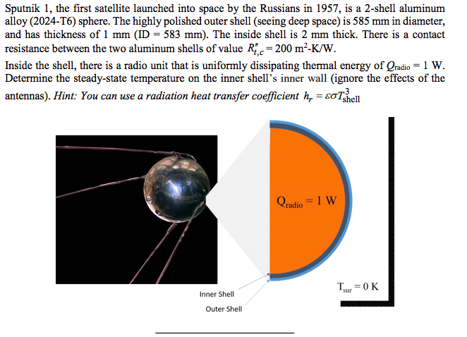 Solved Sputnik 1, the first satellite launched into space by | Chegg.com