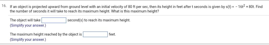 Solved 16 If An Object Is Projected Upward From Ground
