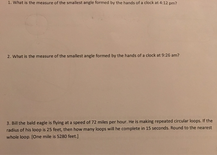 Solved 1. What is the measure of the smallest angle formed | Chegg.com