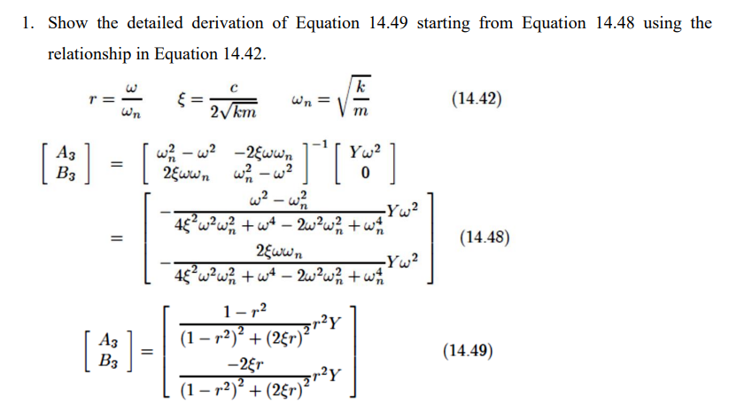 Solved 1. Show the detailed derivation of Equation 14.49 | Chegg.com