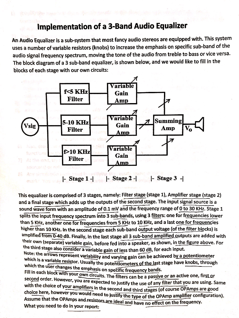 Solved Implementation of a 3-Band Audio Equalizer An Audio | Chegg.com