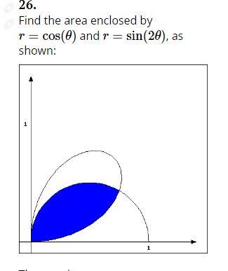 Solved 26. Find the area enclosed by r=cos(θ) and r=sin(2θ), | Chegg.com