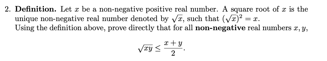 Solved 2. Definition. Let x be a non-negative positive real | Chegg.com
