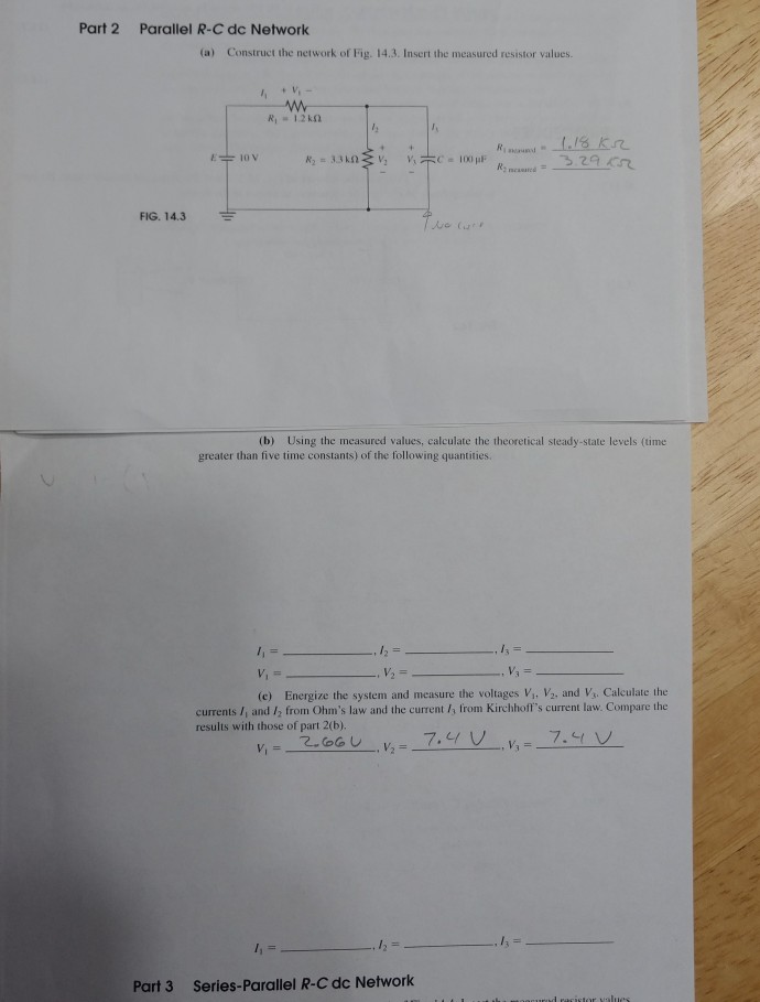 Solved Part 2 Parallel R-C dc Network (a) Construct the | Chegg.com