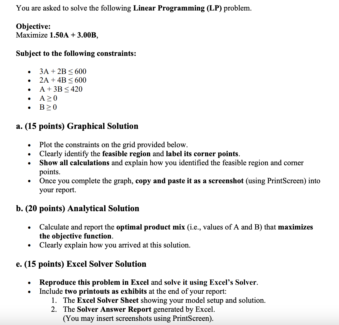 Solved You are asked to solve the following Linear | Chegg.com