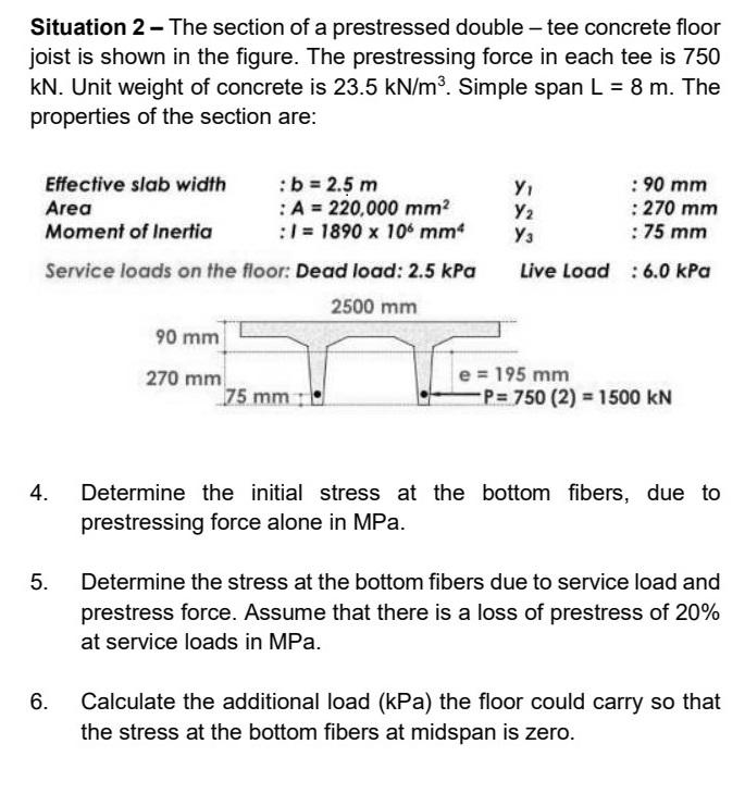Solved Situation 2 - The section of a prestressed double - | Chegg.com