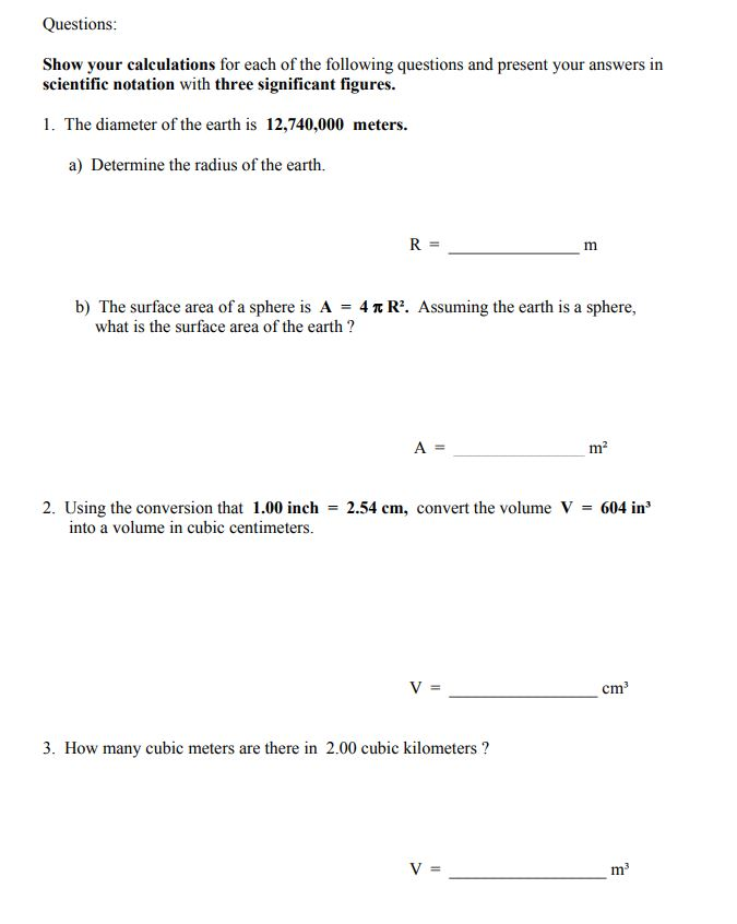 Solved Questions scientific notation with three significant | Chegg.com