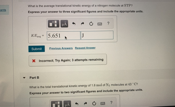 Solved What is the average translational kinetic energy of a | Chegg.com