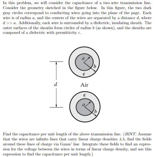 Solved In this problem, we will consider the capacitance of | Chegg.com