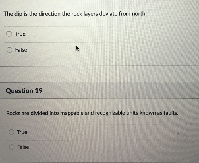 Solved The dip is the direction the rock layers deviate from | Chegg.com