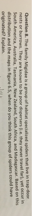 Solved: Question 8. The Family Migidae Is A Group Of Habit... | Chegg.com