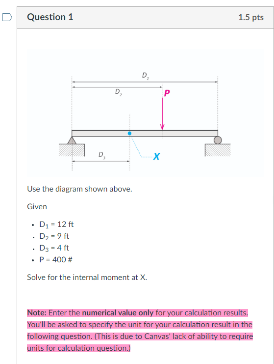 Solved - D1=9ft - D2=7ft - D3=4ft - W=200#/ft - P=200# Solve | Chegg.com