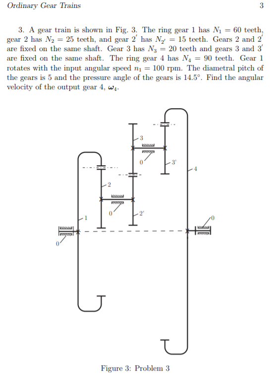 Solved Ordinary Gear Trains 3. A gear train is shown in Fig. | Chegg.com