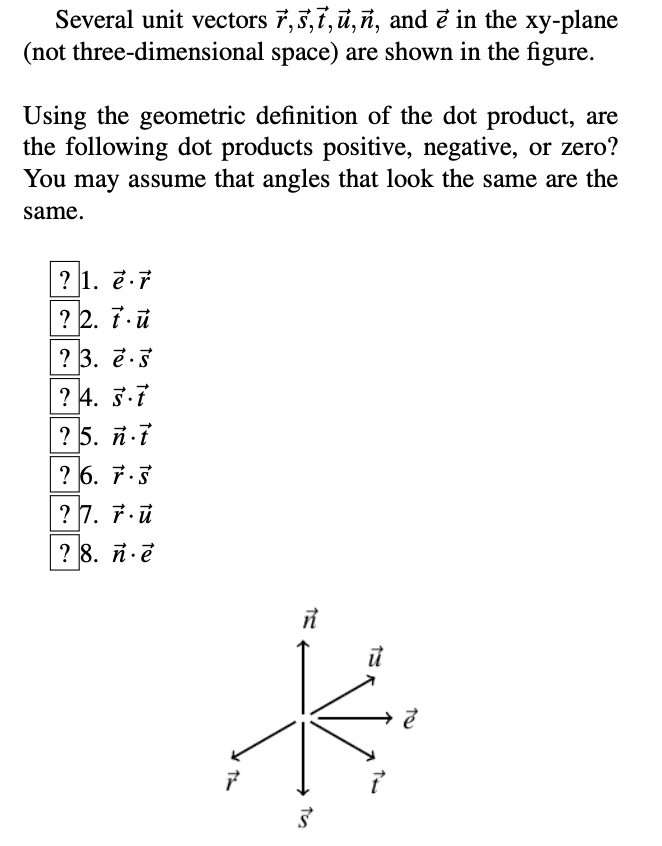 Solved Several unit vectors 7,5,7, ū,ñ, and ē in the | Chegg.com