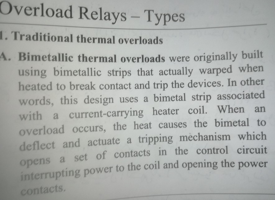 Solved Overload Relays – Types 1. Traditional thermal | Chegg.com