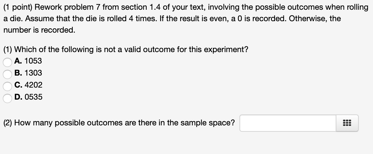 Solved (1 point) Rework problem 7 from section 1.4 of your | Chegg.com