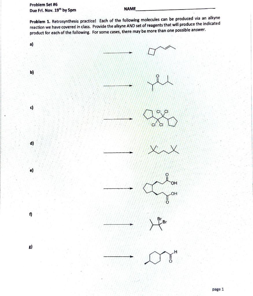 Retrosynthesis practice! Each of the following | Chegg.com