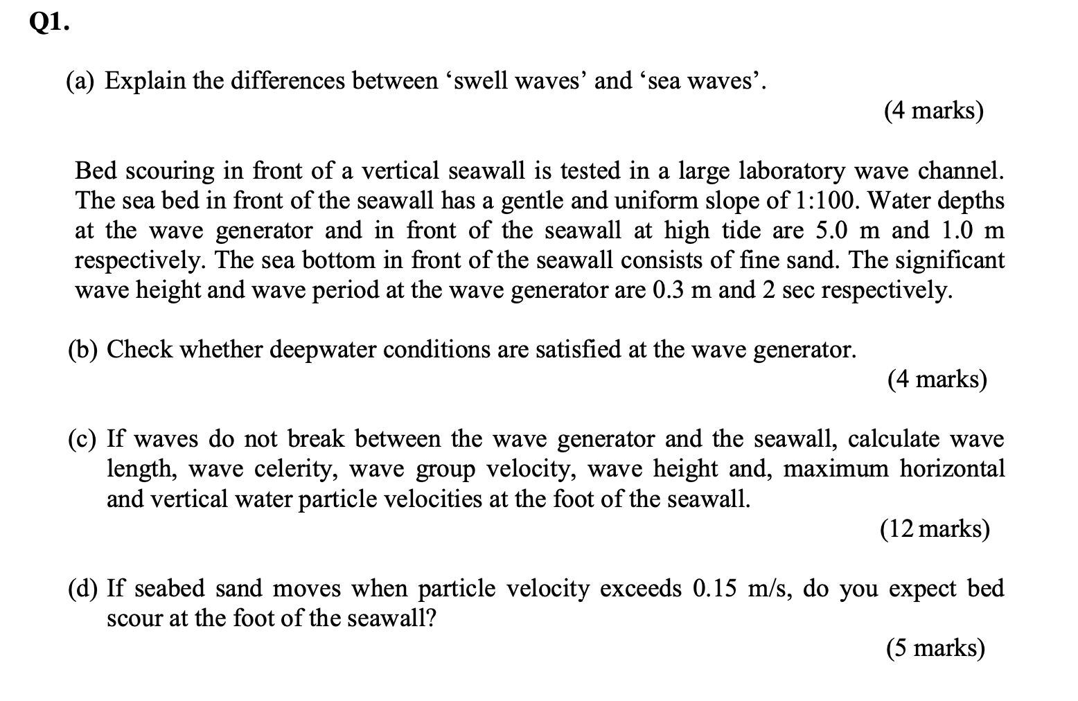 Solved (a) Explain the differences between 'swell waves' and | Chegg.com