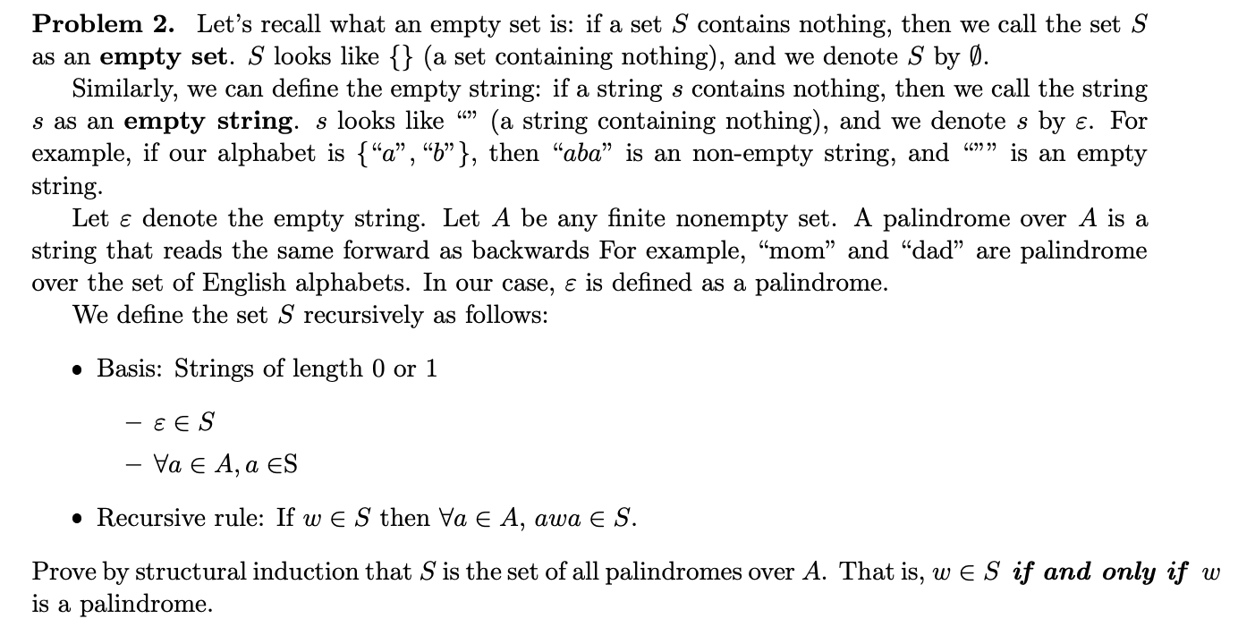 Solved Problem 2. Let's recall what an empty set is: if a | Chegg.com