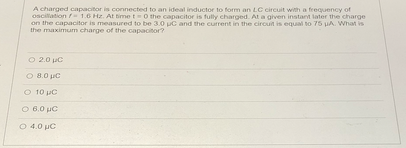 Solved A charged capacitor is connected to an ideal inductor | Chegg.com