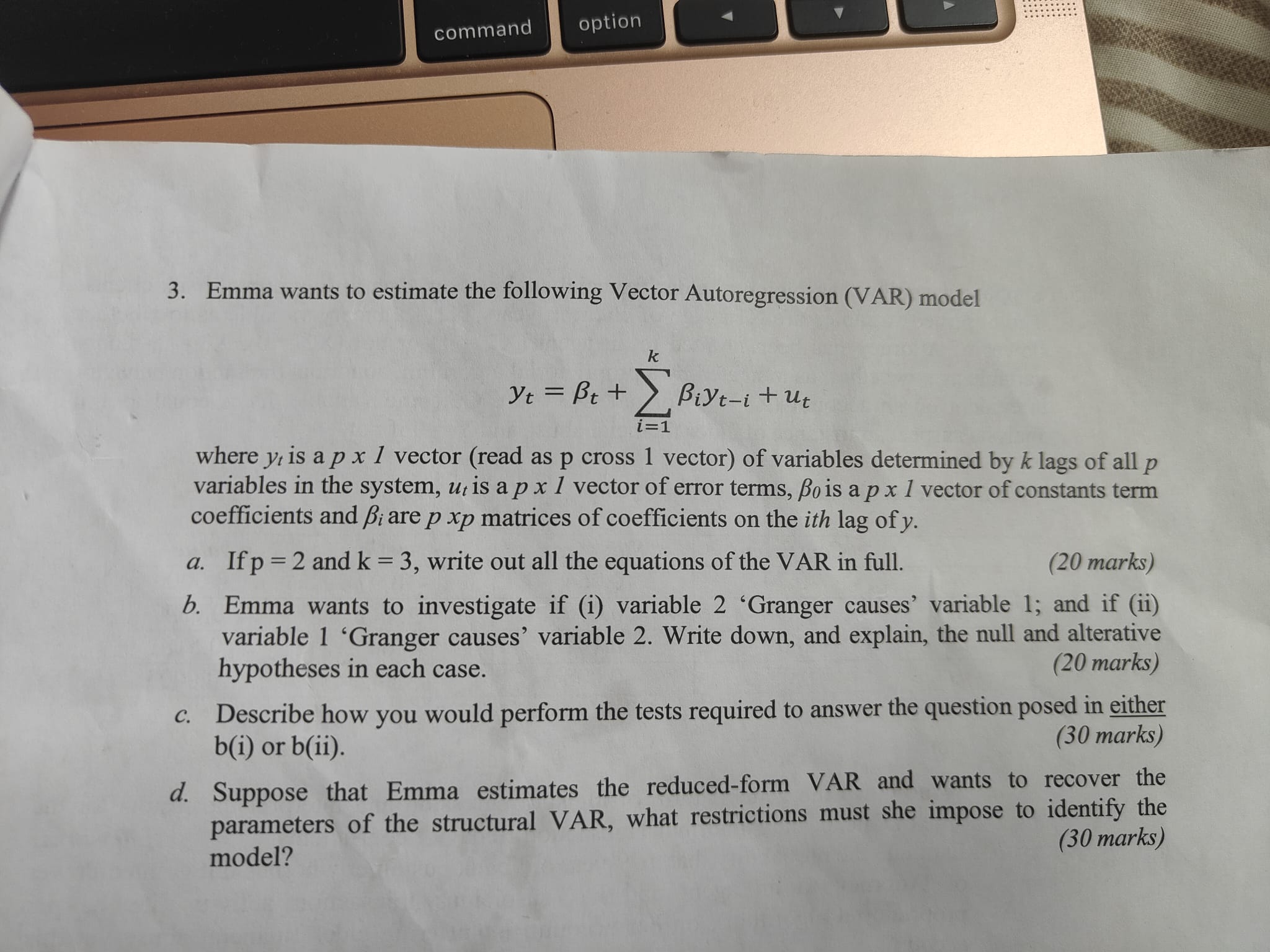 Solved 3. Emma wants to estimate the following Vector | Chegg.com