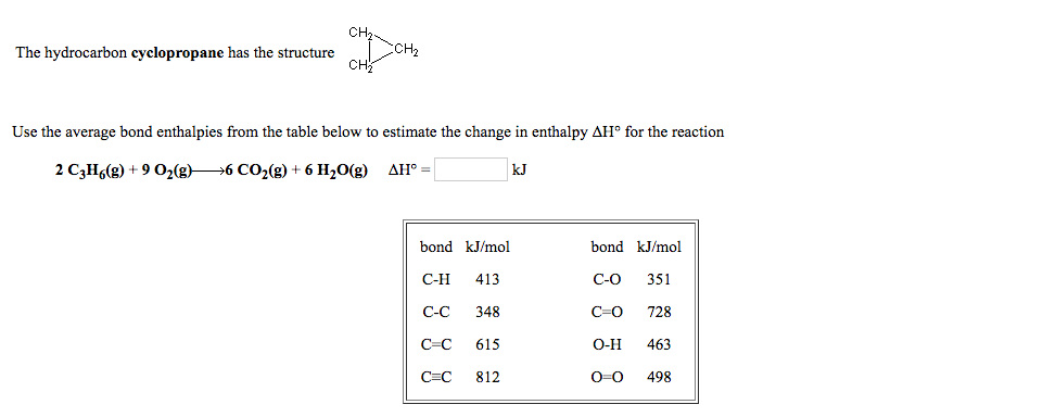 Solved CH The hydrocarbon cyclopropane has the structure CH2 | Chegg.com