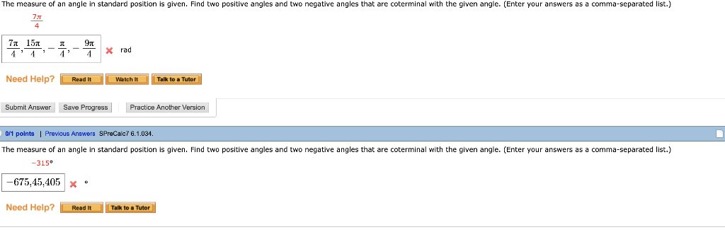 Solved The measure of an angle in standard position is | Chegg.com