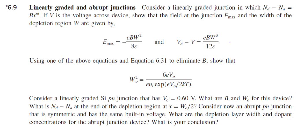 Solved *6.9 Linearly graded and abrupt junctions Consider a | Chegg.com